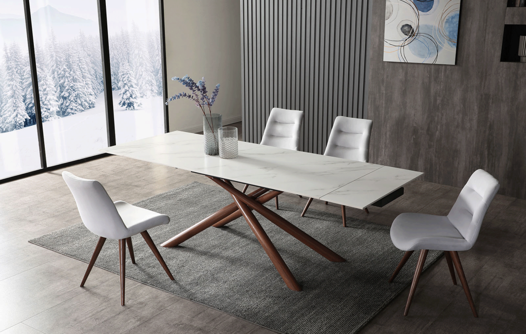 9063 Dining Table with 1313 Chairs – LAURA FURNITURE DESIGN